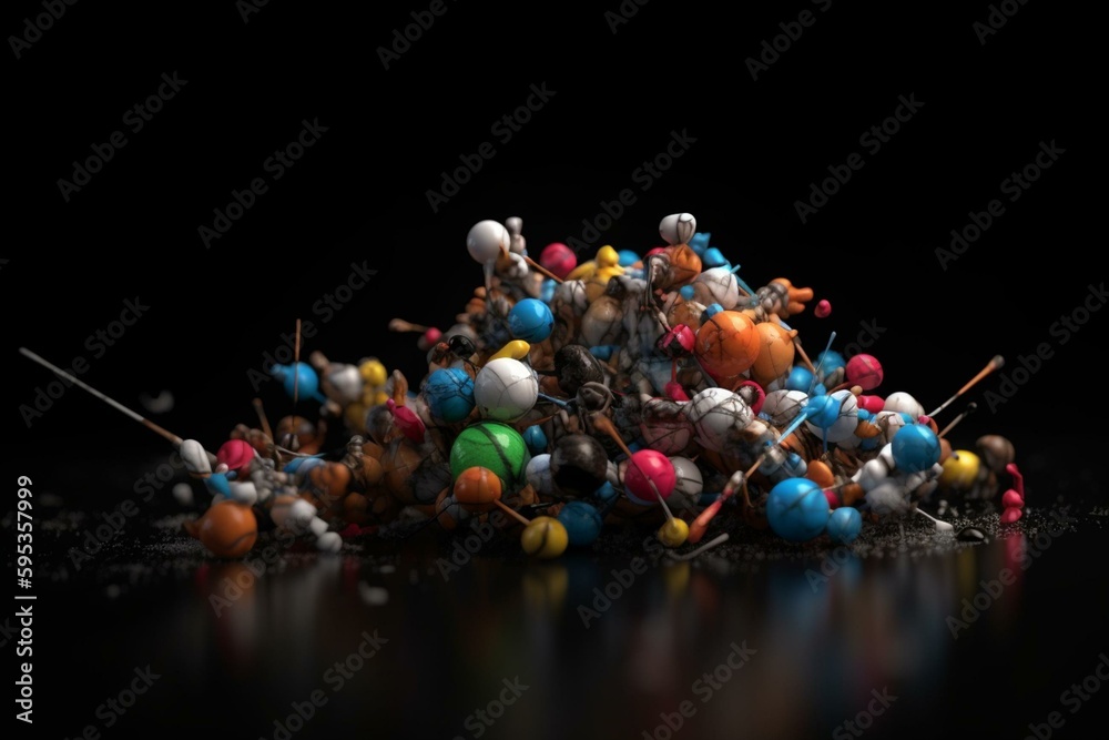 3D rendering of ubiquitin protein marking proteins for recycling. Ball ...