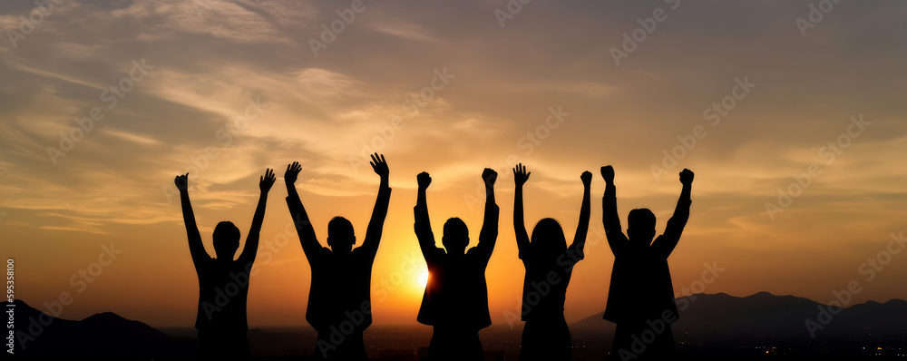 Teamwork silhouettes represent success, partnership, and cooperation ...