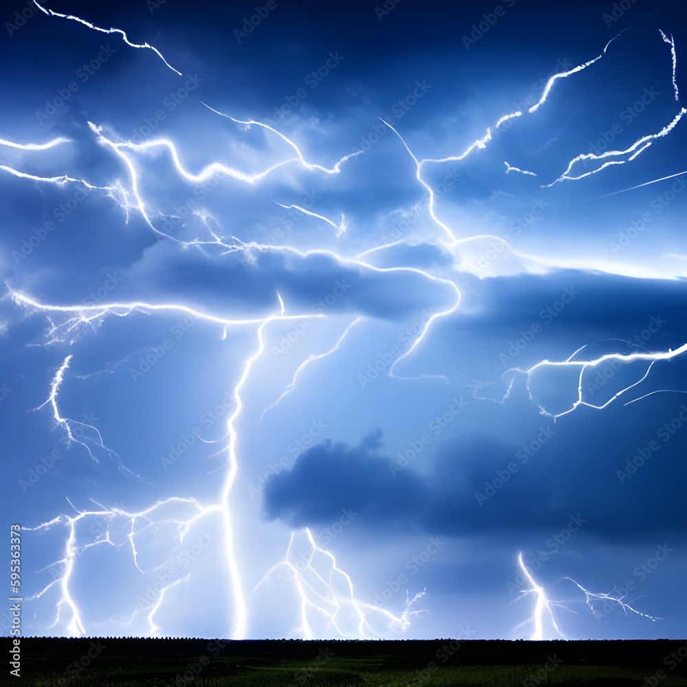 Really really big lightning with rain in sky with clouds , real life ...