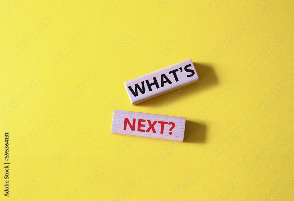 What is next symbol. Concept words What is next on wooden blocks ...