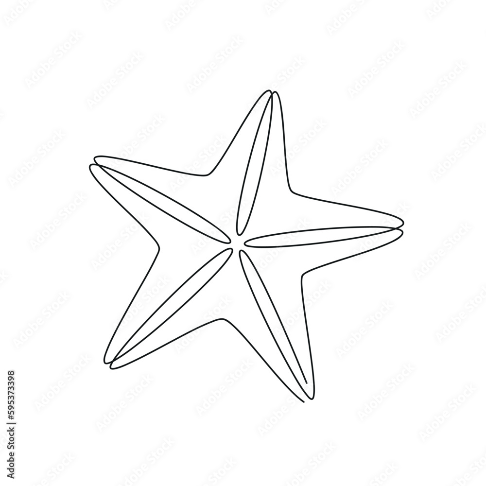 Starfish drawn in one continuous line. One line drawing, minimalism ...