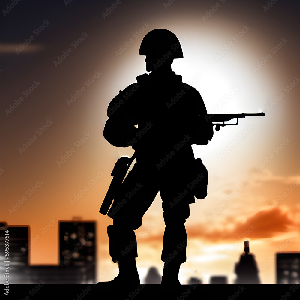 military training man Special Forces soldier stands after the war on ...