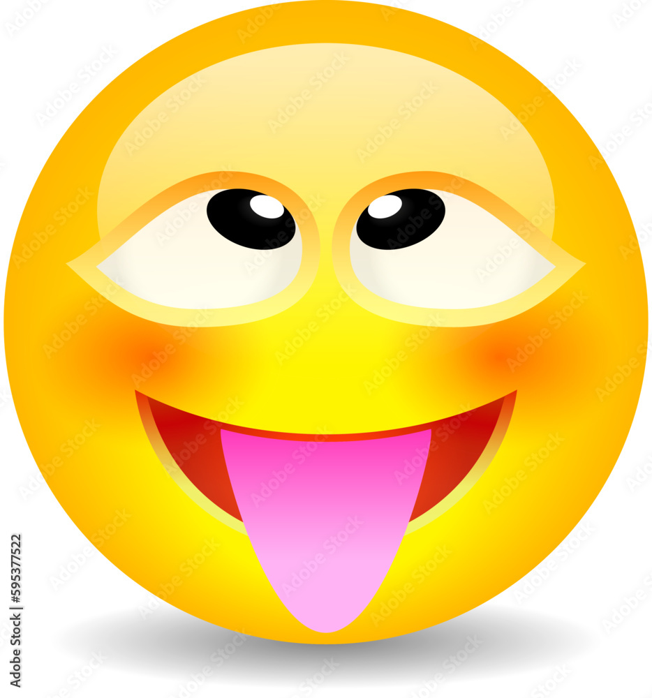 Funny emoji with silly face Stock Vector | Adobe Stock