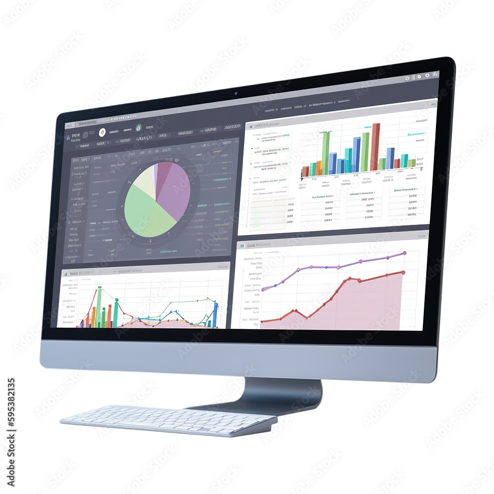 analyst uses a computer and dashboard for data business analysis and ...