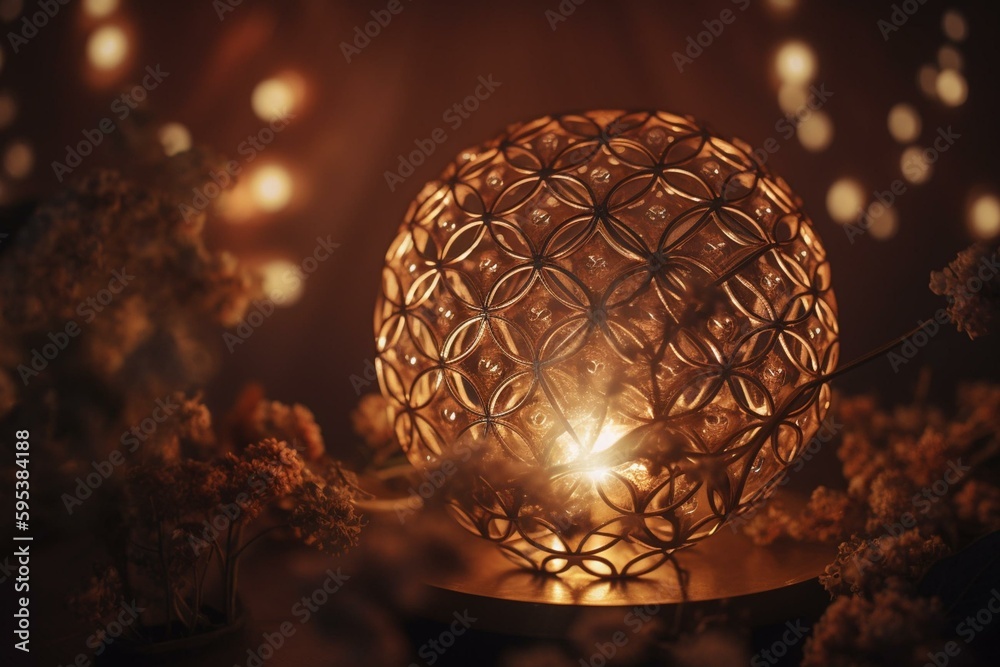 A symbol of the flower of life shining in a warm and wonderful light ...