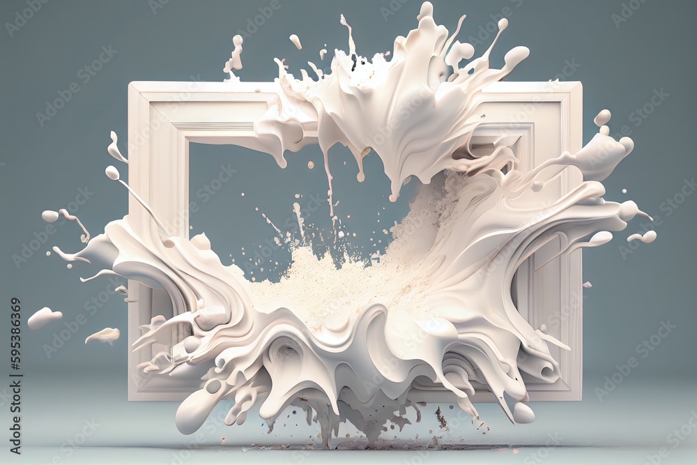 White Paint Explosion Frame, Snow Burst Border, Powder Spray Blast ...