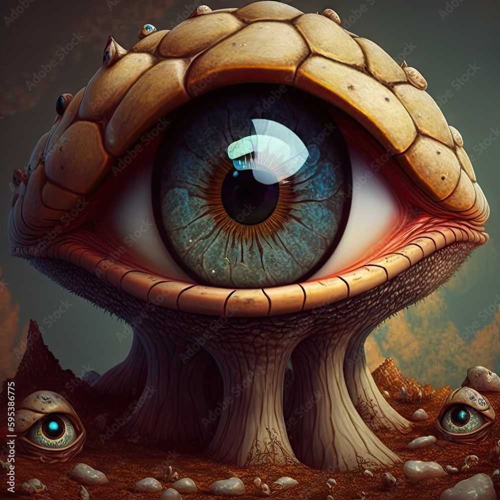 Mushrooms with Big Eye, Fantastic Looking Fungus, Watching Mushroom ...