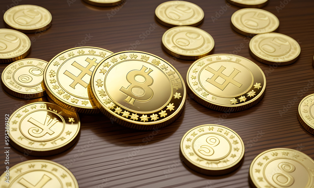 Create various types of gold coins using artificial intelligence. Stock ...