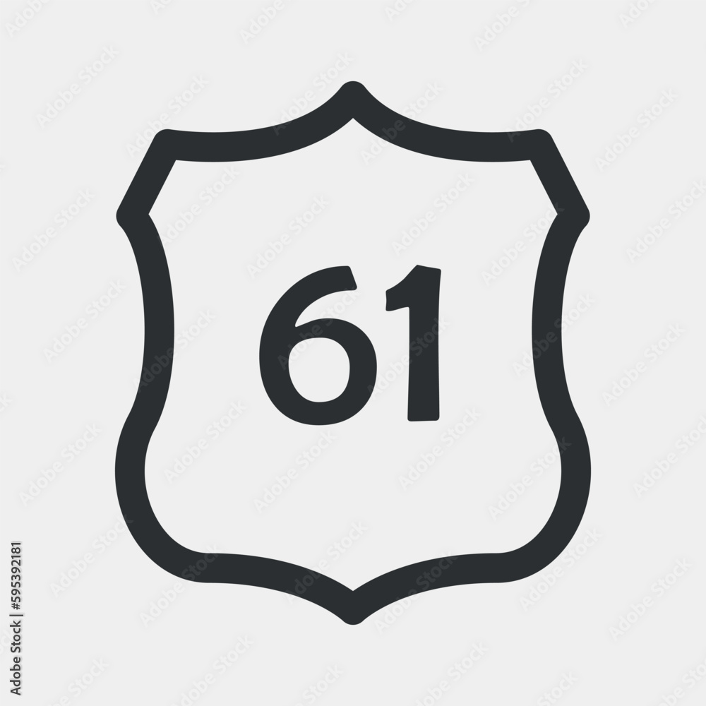 US 61 highway road. Travel information sign. Interstate highway shields ...