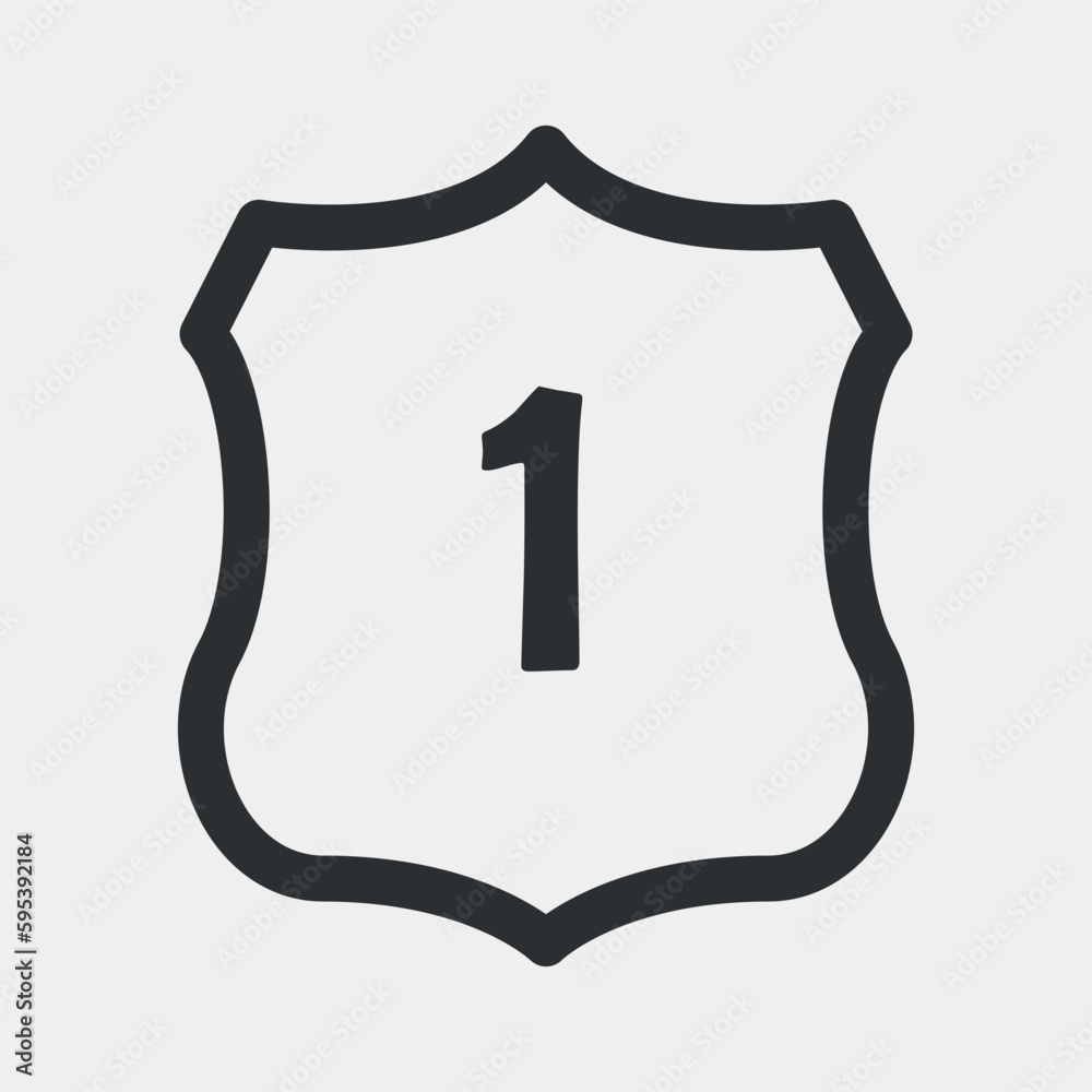 US 1 highway road. Travel information sign. Interstate highway shields ...