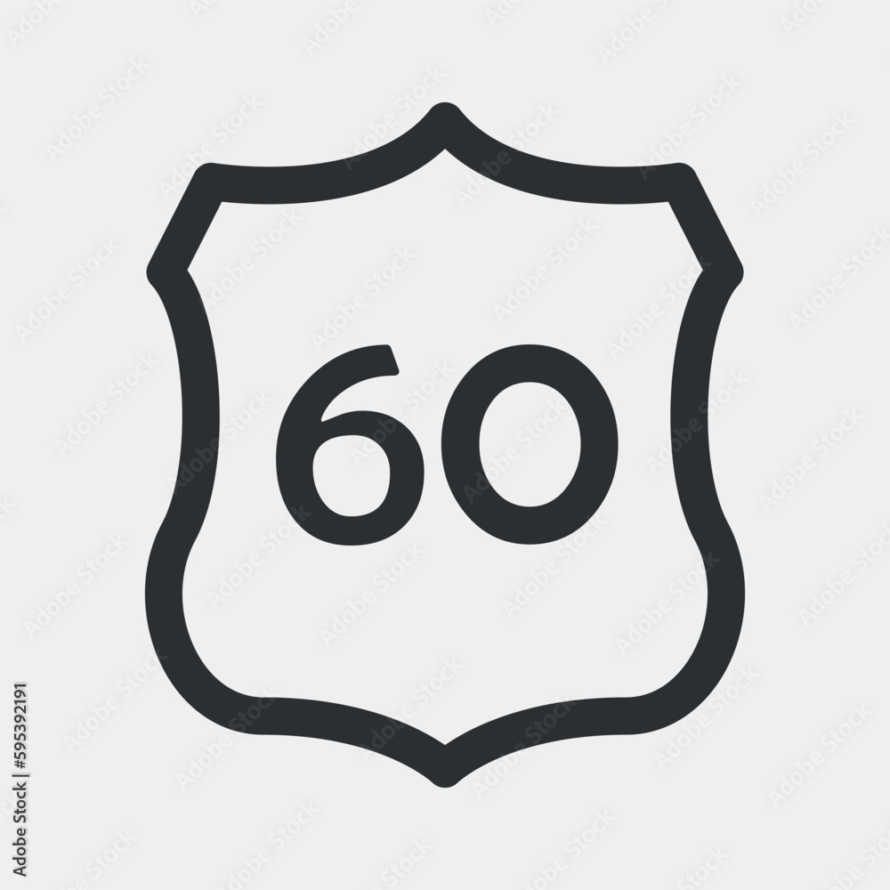 US 60 highway road. Travel inforamtion sign. Interstate highway shields ...