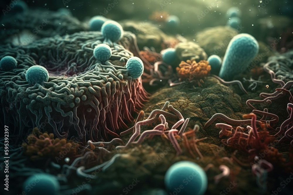 Probiotics Bacteria . Biology, Science Microscopic medicine. Digestion ...