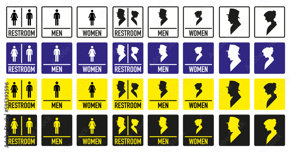 Toilet signs and toilet icons, wc symbols. Direction to the toilets ...