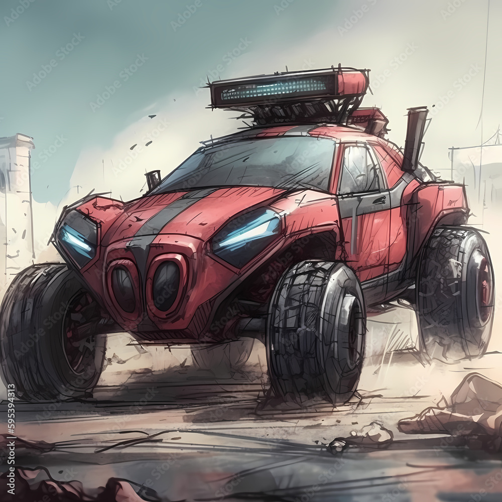 Car of hero Stock Illustration | Adobe Stock