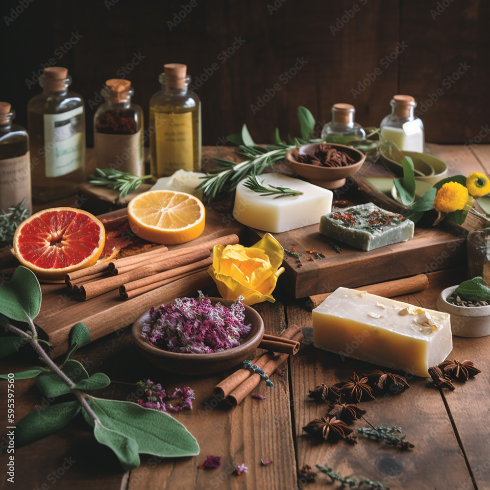Image showcasing various natural ingredients commonly used in handmade ...
