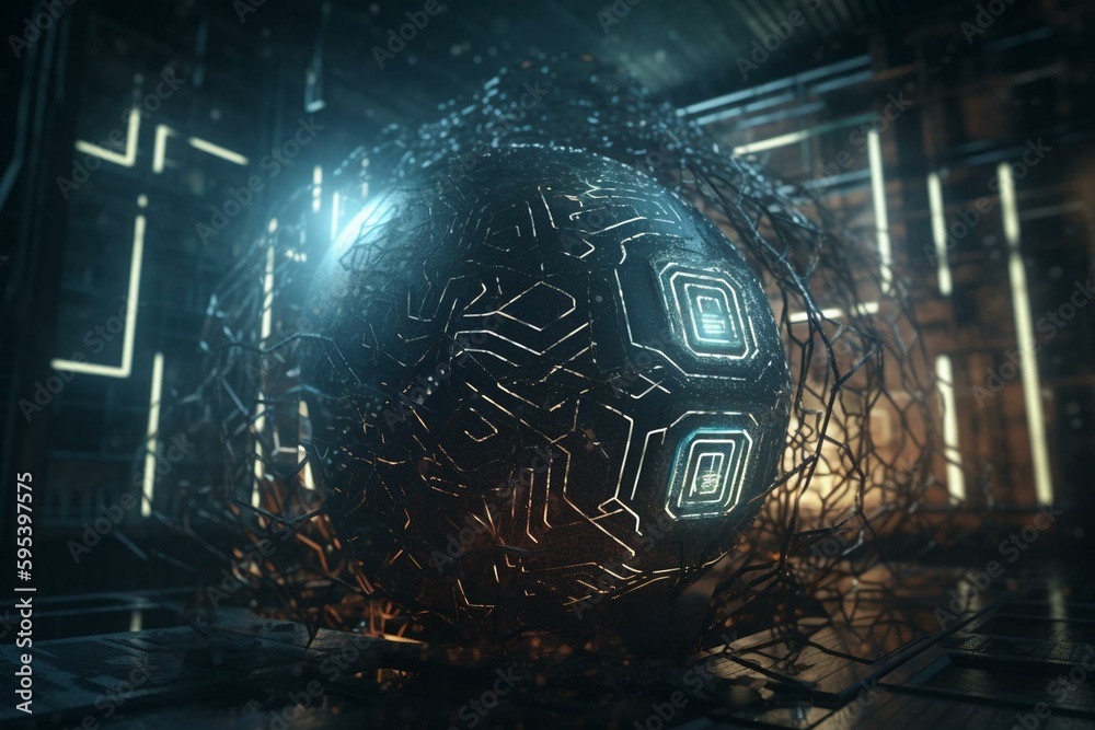 Futuristic concept of machine learning and neural network with ...