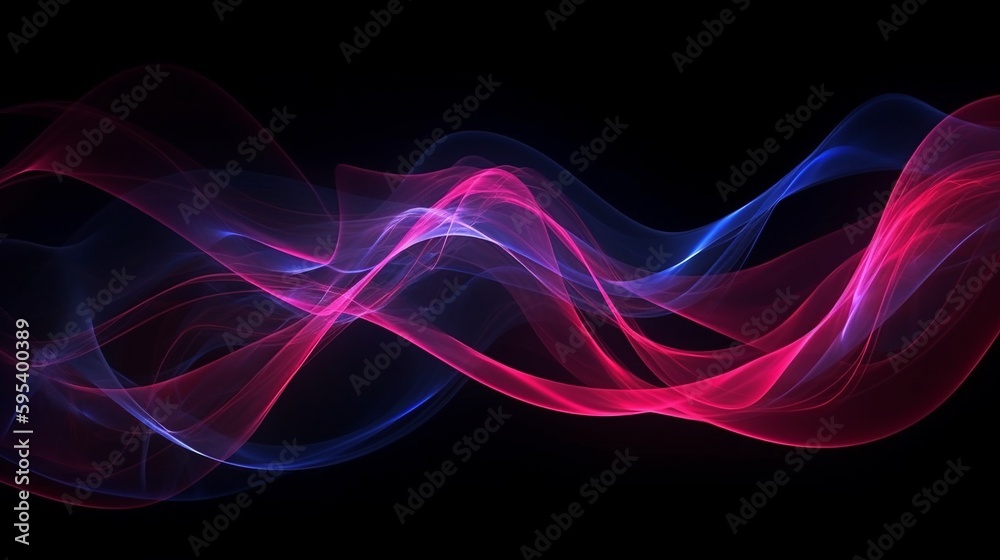 Abstract Background. Colorful Neon Wavy Line. Glow in the Dark Mist or ...