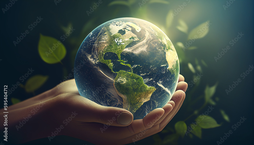 Hands of Renewal: Preserving and Nurturing Our Green Earth. Nestled ...