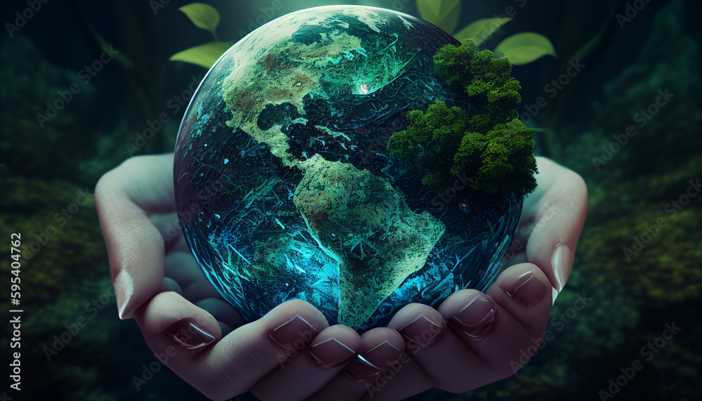Hands of Renewal: Preserving and Nurturing Our Green Earth. Nestled ...