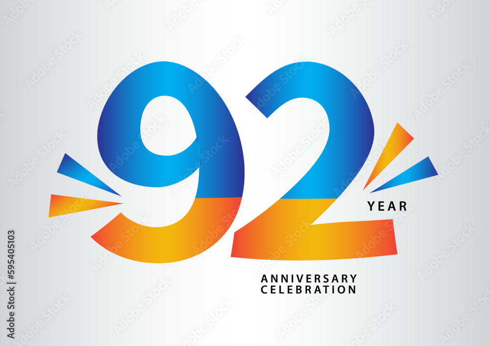 92 year anniversary celebration logotype vector, 92 number design, 92th ...