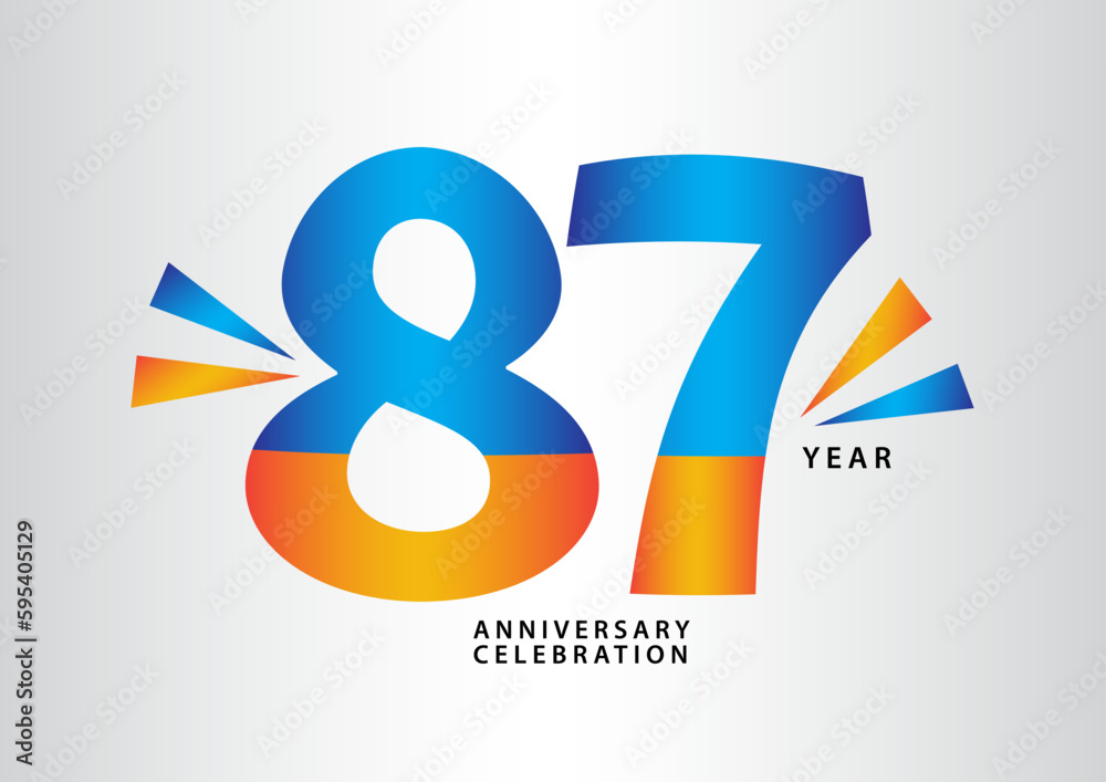 87 year anniversary celebration logotype vector, 87 number design, 87th ...