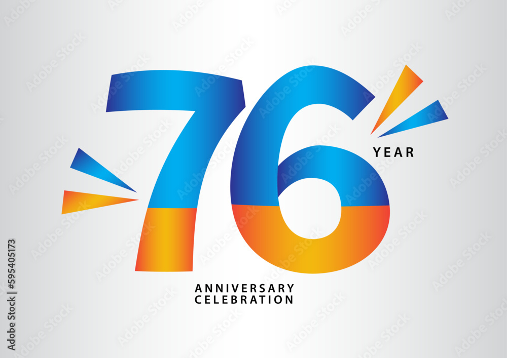 76 year anniversary celebration logotype vector, 76 number design, 76th ...