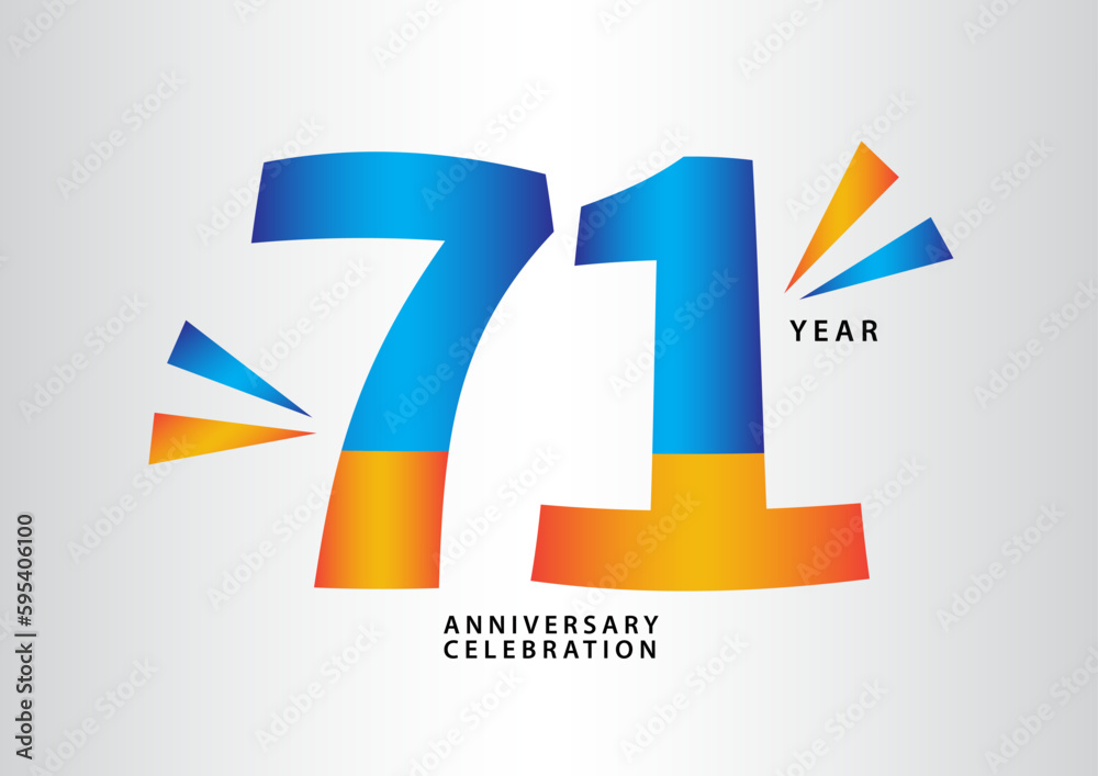 71 year anniversary celebration logotype vector, 71 number design, 71th ...