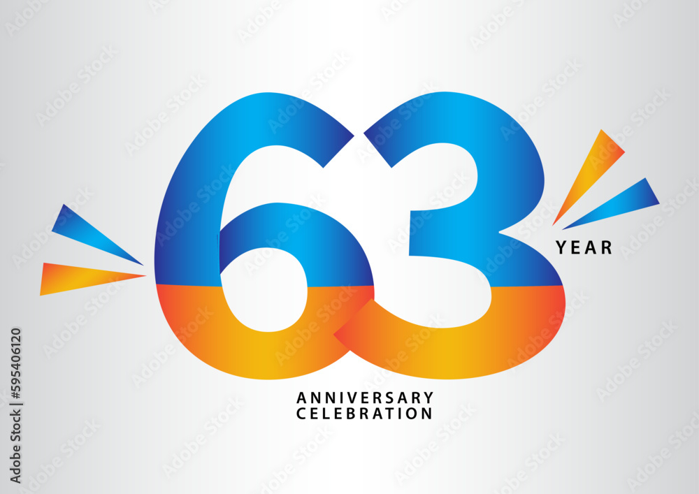 63 year anniversary celebration logotype vector, 63 number design, 63th ...