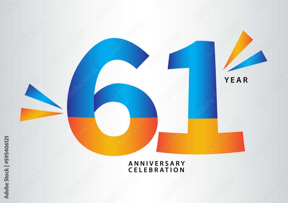 Vetor de 61 year anniversary celebration logotype vector, 61 number ...