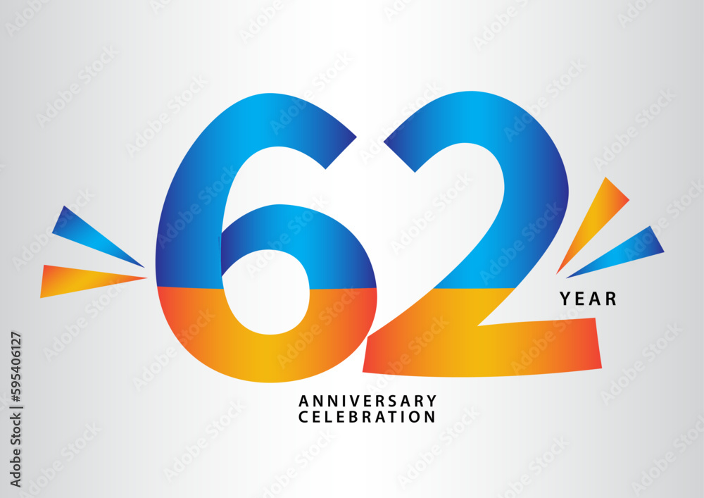 62 year anniversary celebration logotype vector, 62 number design, 62th ...