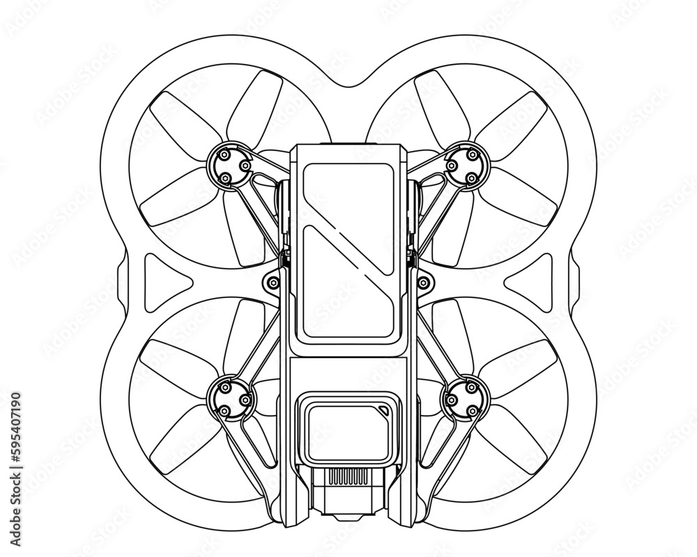 Drone FPV Line Stroke. FPV Glasses. Drone Vector Isolated. White ...
