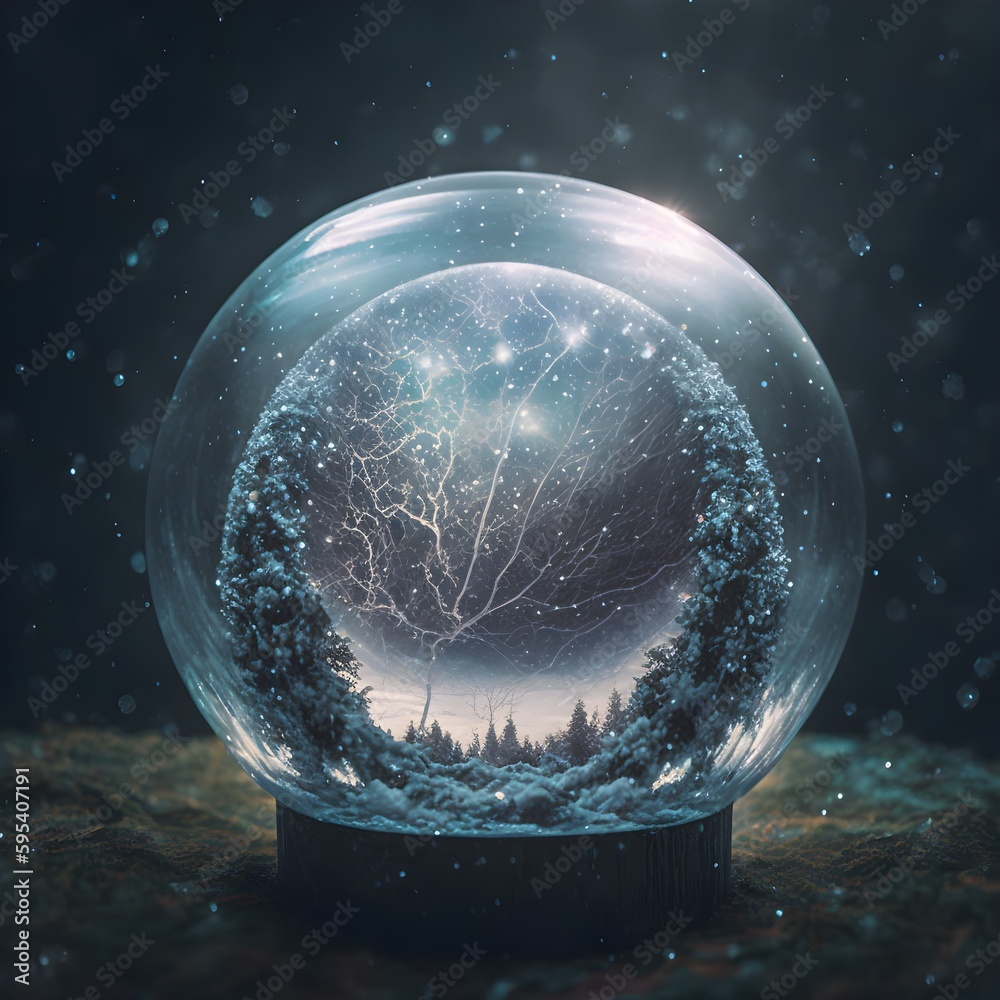 slow motion photography of breaking of a crystal snow globe floating in ...