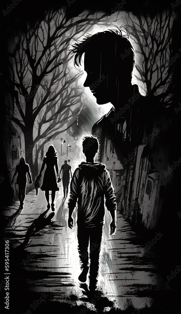 dark shadows chasing people mental health concept, depression, Anxiety ...