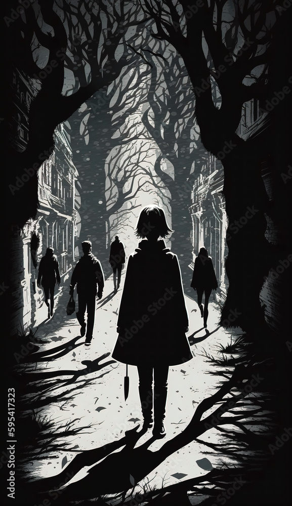 dark shadows chasing people mental health concept, depression, Anxiety ...