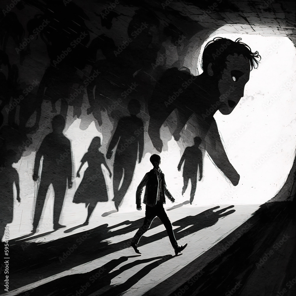 dark shadows chasing people mental health concept, depression, Anxiety ...