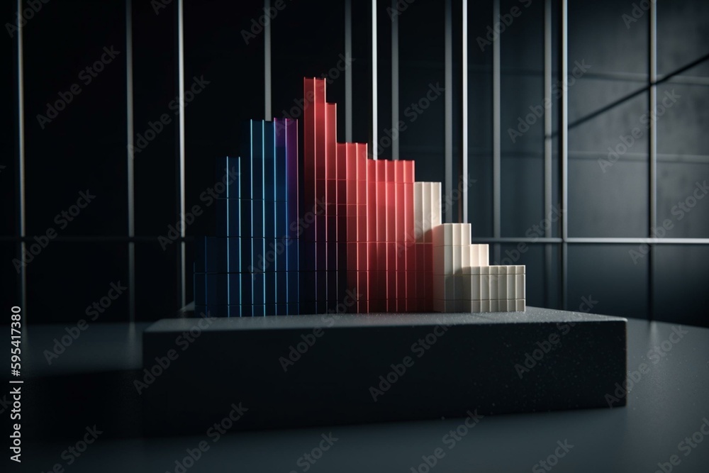 Tricolor 3D background with soft plastic texture showcasing bar chart ...
