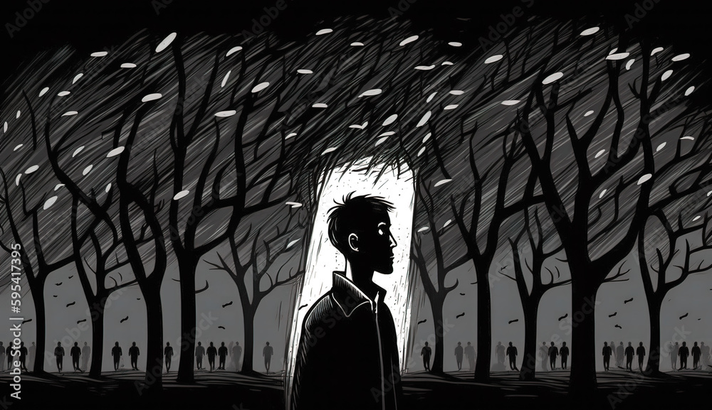 dark shadows chasing people mental health concept, depression, Anxiety ...