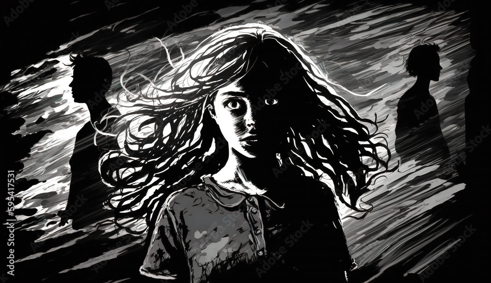 dark shadows chasing people mental health concept, depression, Anxiety ...