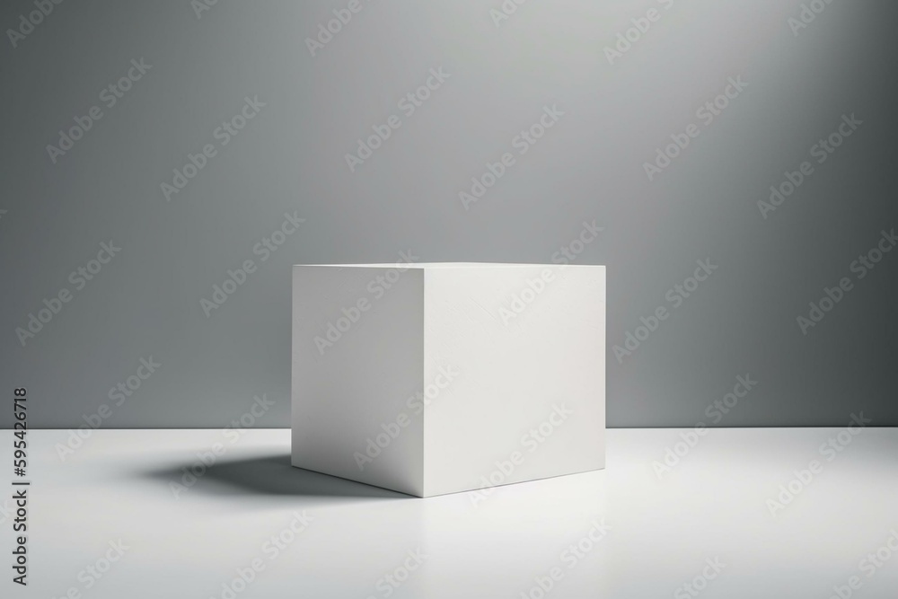 Isolated white cube podium on 3D geometric blank background for product ...
