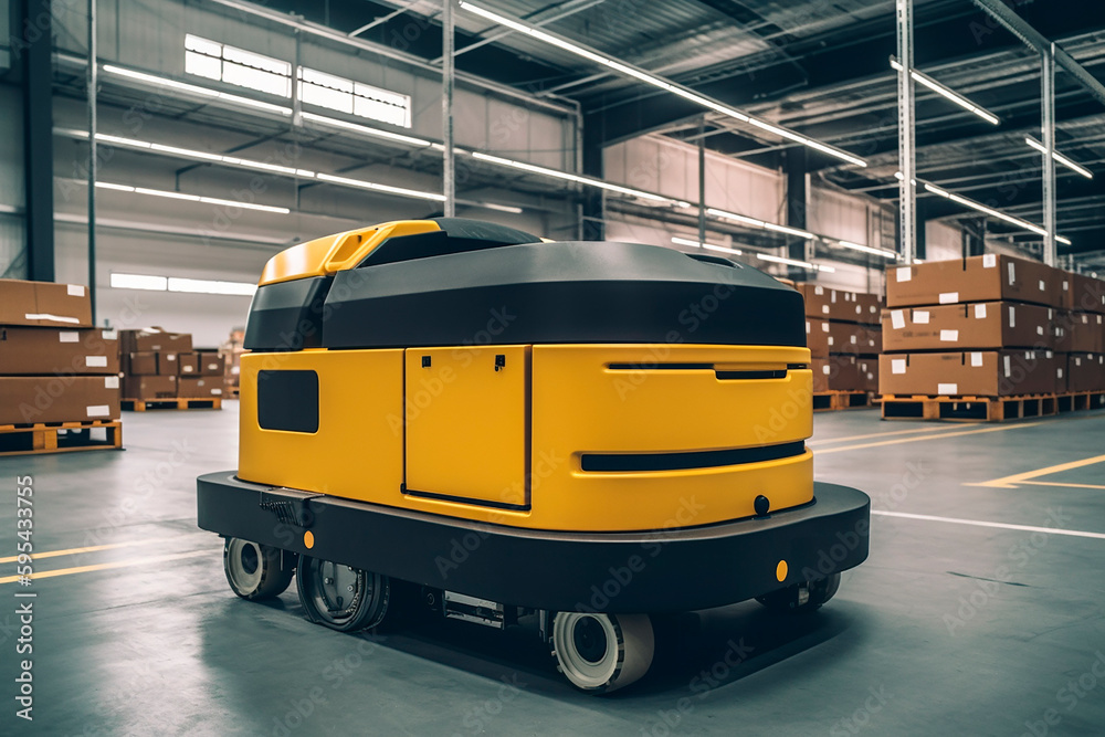 AGV (Automated guided vehicle) in warehouse logistic and transport ...