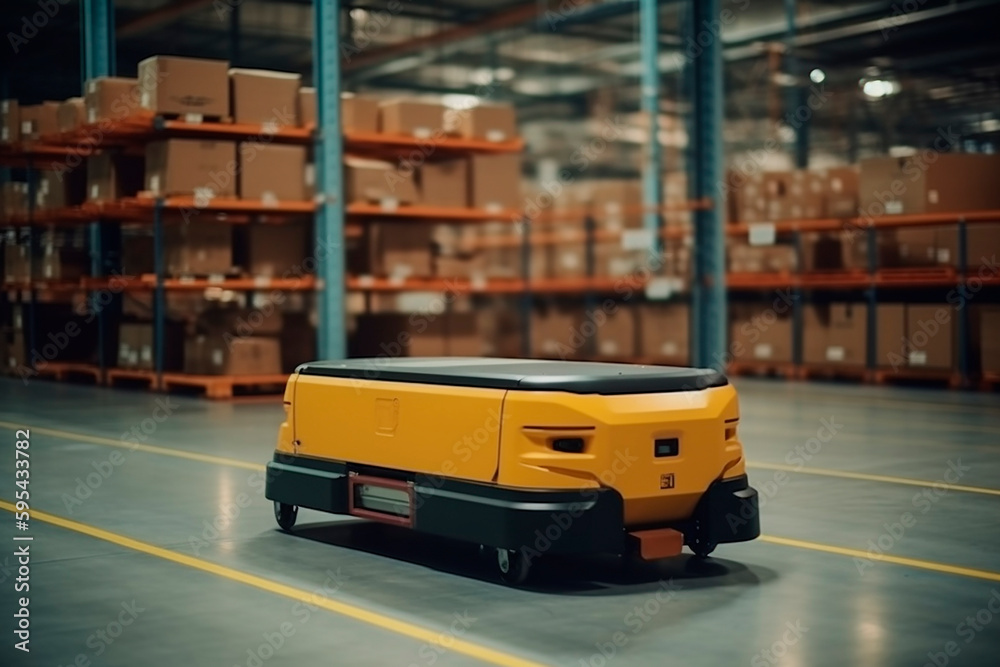 AGV (Automated guided vehicle) in warehouse logistic and transport. Stock Illustration | Adobe Stock