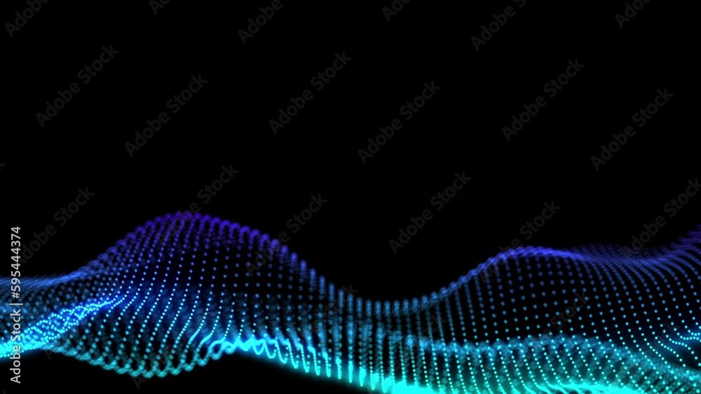 slow motion background with digital fractal particle lines waving ...