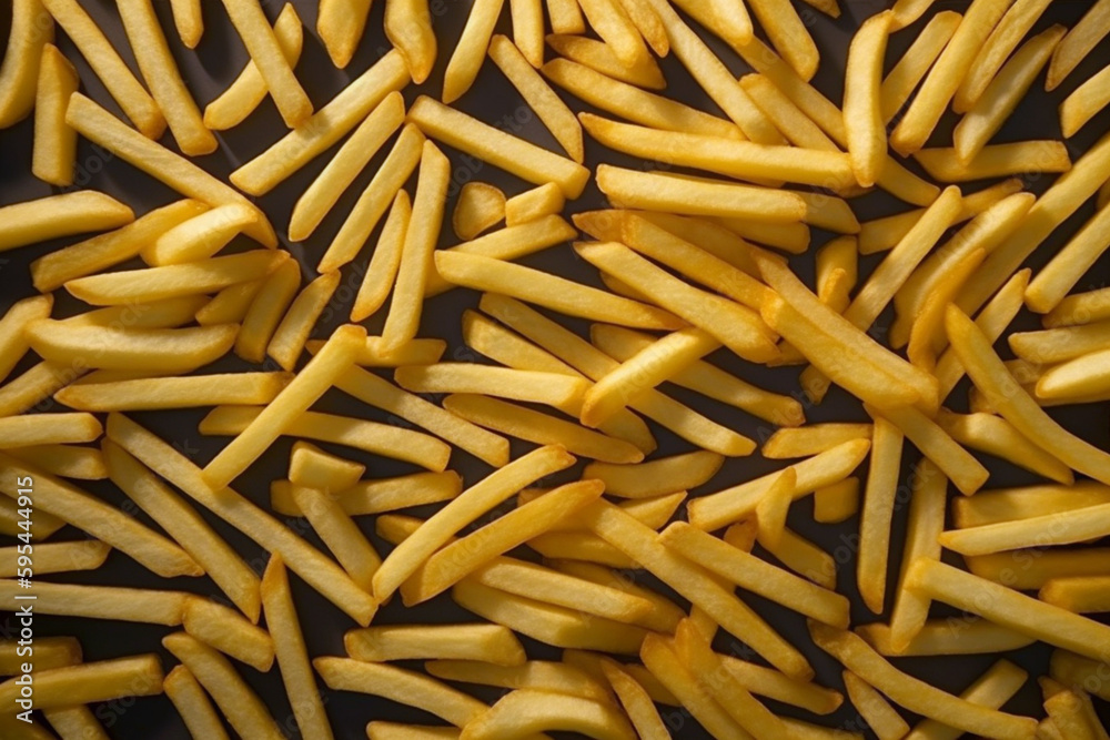 French fries as background, fried potato sticks, golden fries, roasted ...