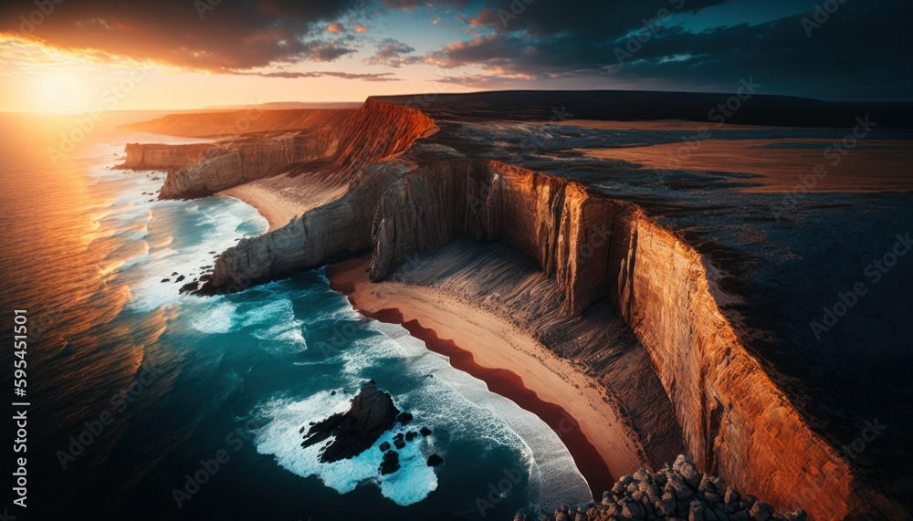 A breathtaking aerial view of the Cliff Sunset captured during the ...