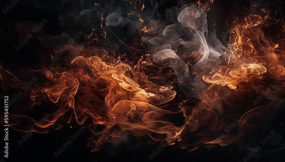 Glowing inferno igniting a chaotic fractal pattern generated by AI ...