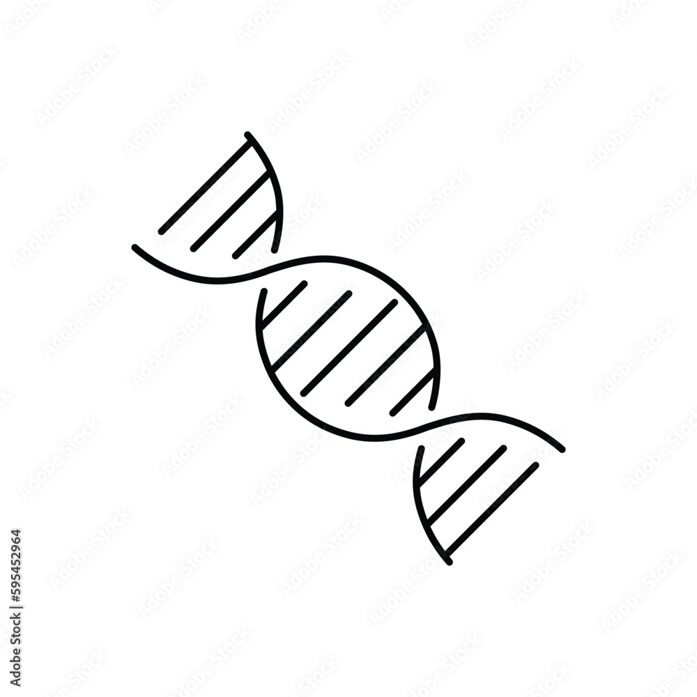 DNA Helix icon, DNA human genetic symbol vector sign in black flat ...