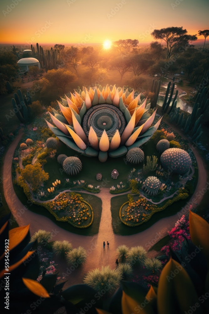 Ilustrace „(2:3) Majestic colorful magical garden with giant flowers ...
