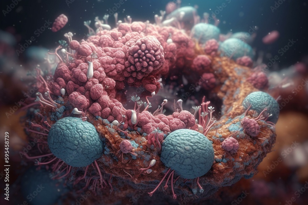 Colorectal cancer showing prominent tumors on colon wall 3D rendering ...