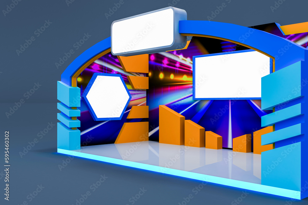 3d illustration stand booth 6x3 m digital futuristic style decoration ...