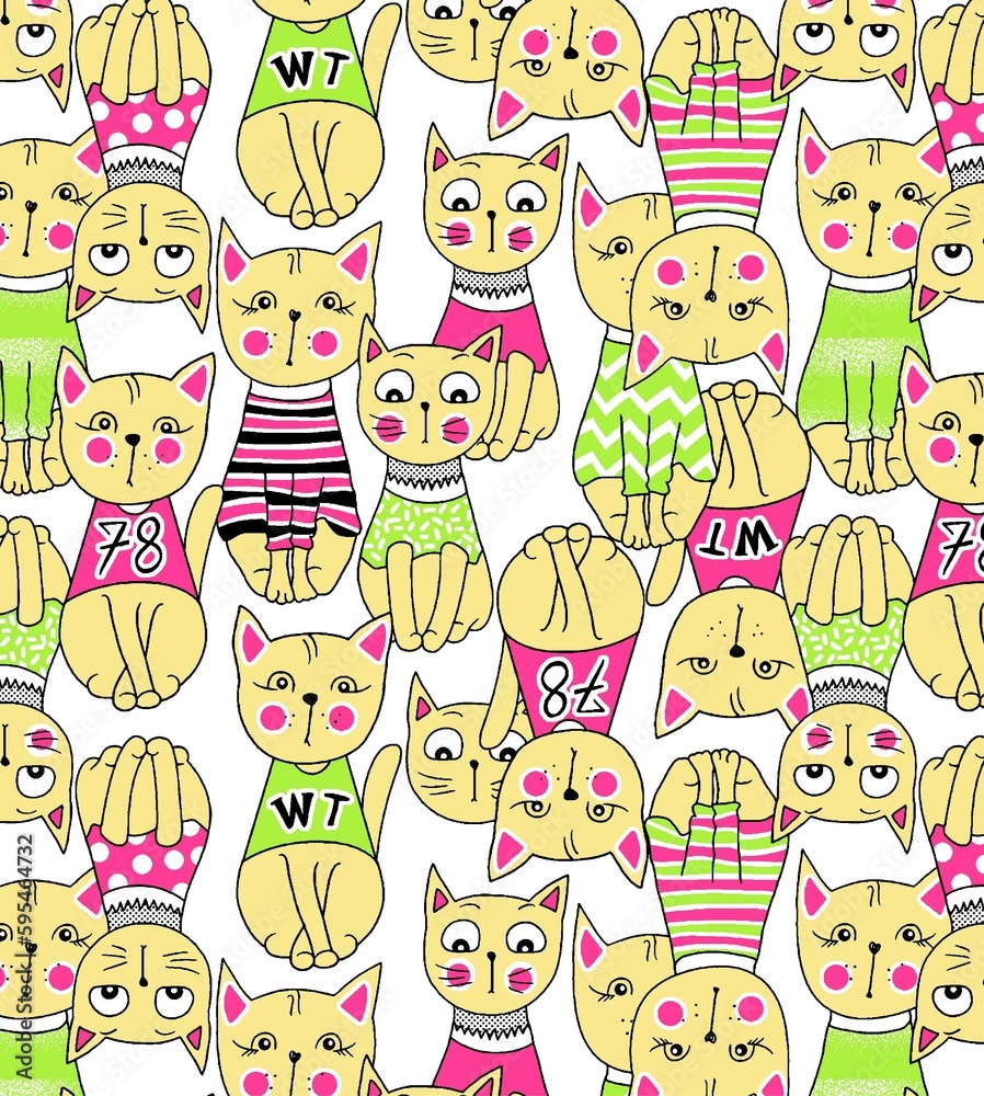 seamless cat pattern so cute happy kids love wrapping black head meow ...